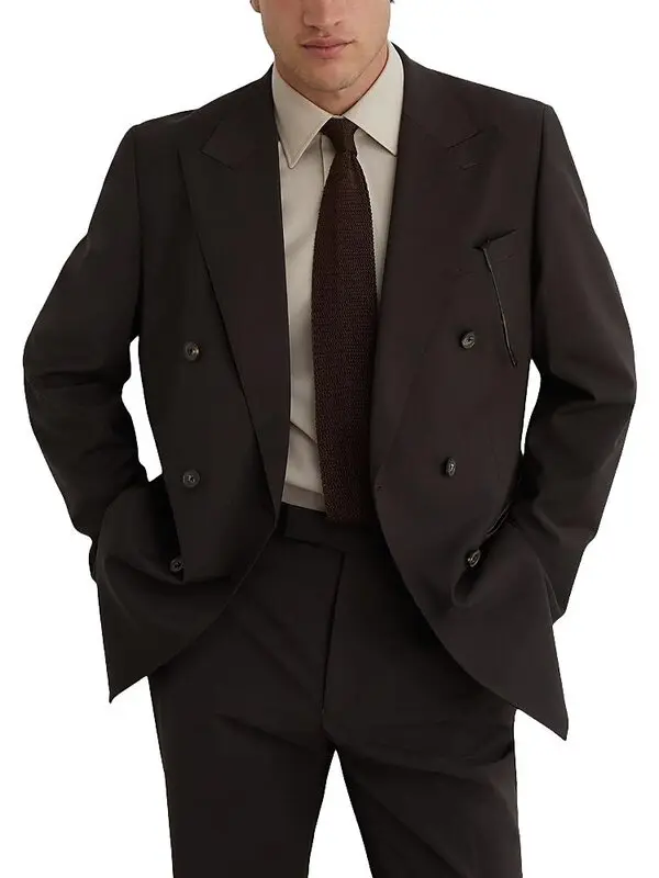 REISS Dream Tailored Fit Double Breasted Blazer - Chocolate