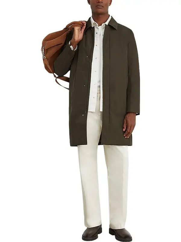 REISS Lawlen Classic Collar Zip Through Jacket - Olive Green
