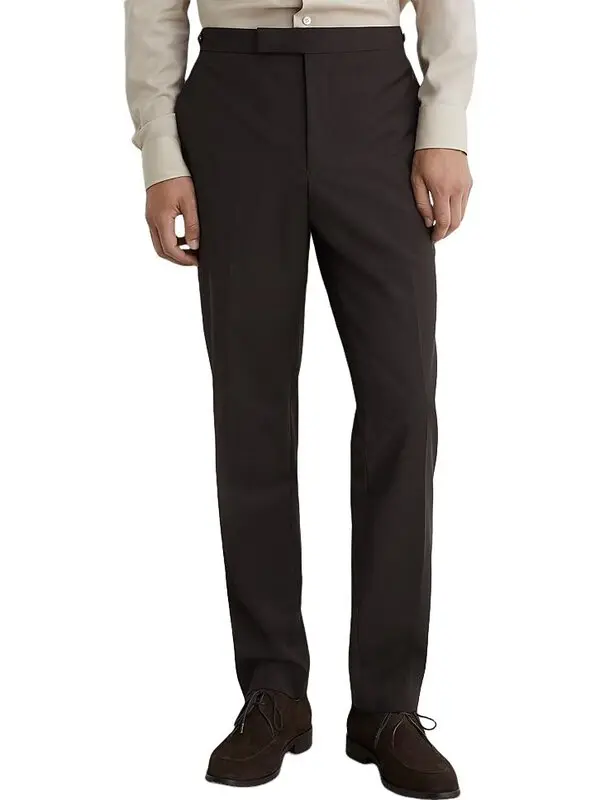 REISS Dream Tailored Fit Side Adjuster Suit Trousers - Chocolate