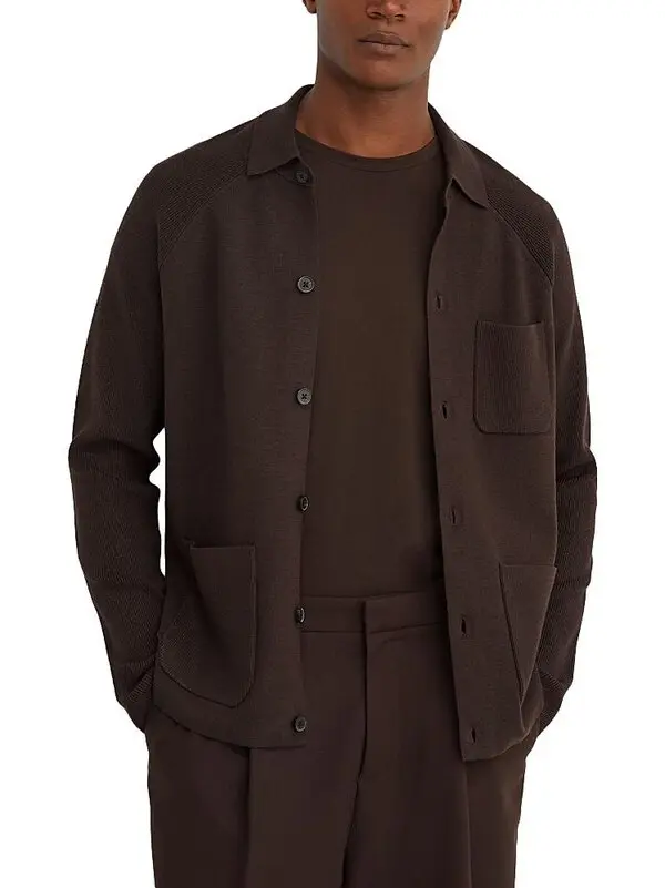 REISS Fitzwilliam Button Front Cardigan - Chocolate