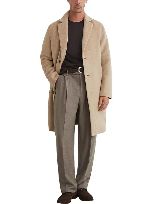 REISS Knight Epsom Wool Blend Coat - Oatmeal