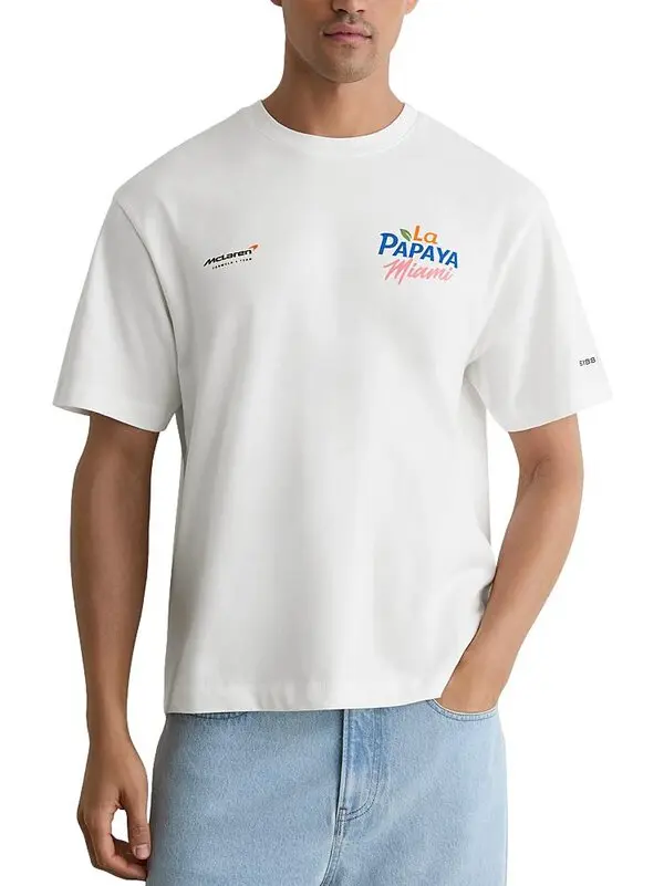 REISS X Mclaren Racing Collection La Papaya Cotton Crewneck T-shirt - White