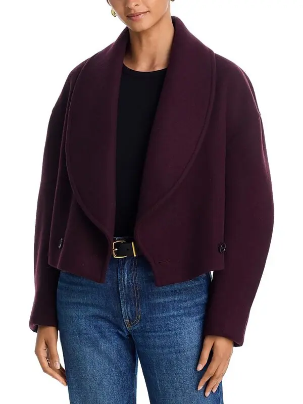 A.L.C. Stella Wool Blend Cropped Coat - Deep Mulberry