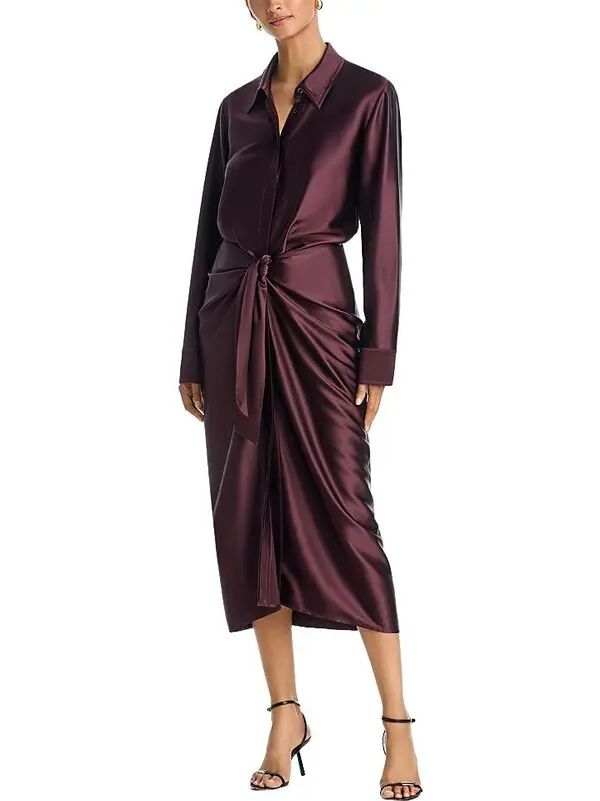 A.L.C. Mila Silk Blend Shirt Dress - Marron