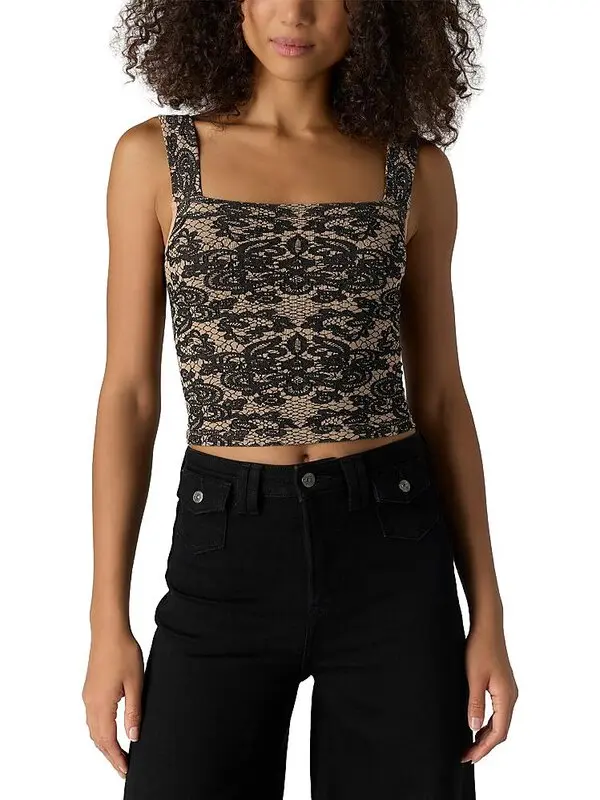 Free People Lace Up Square Neck Tank - Black