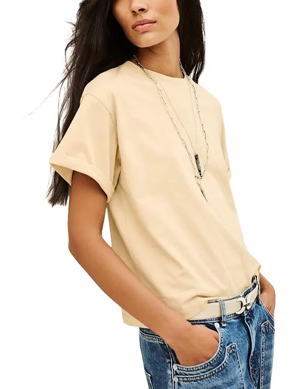 Ba&sh Rosie Crewneck Cotton Tee - Greige