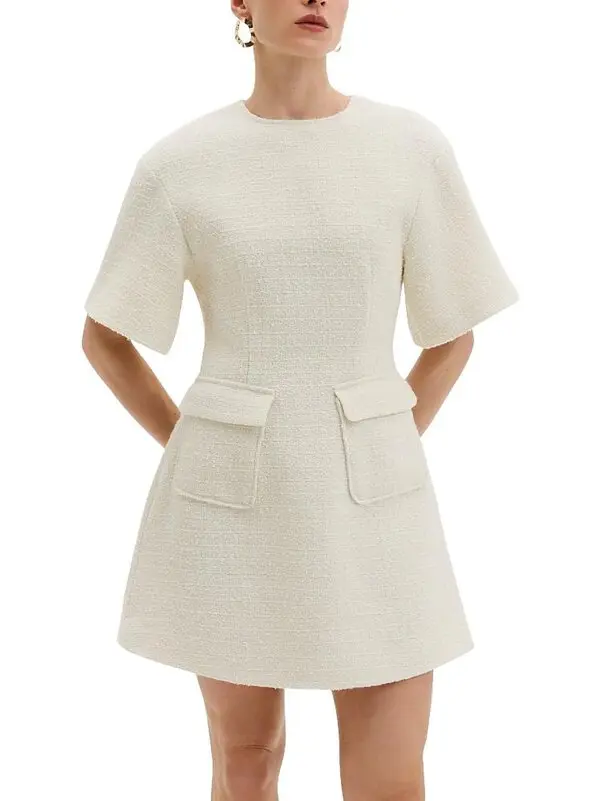 MALINA Rayna Boucle Mini Dress - Vanilla