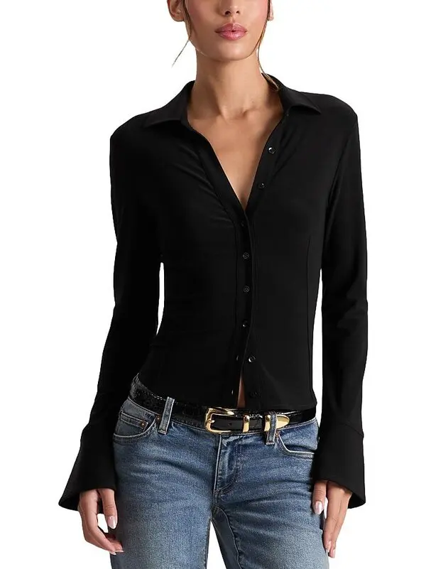 Alice + Olivia Freya Fitted Long Sleeve Shirt - Black