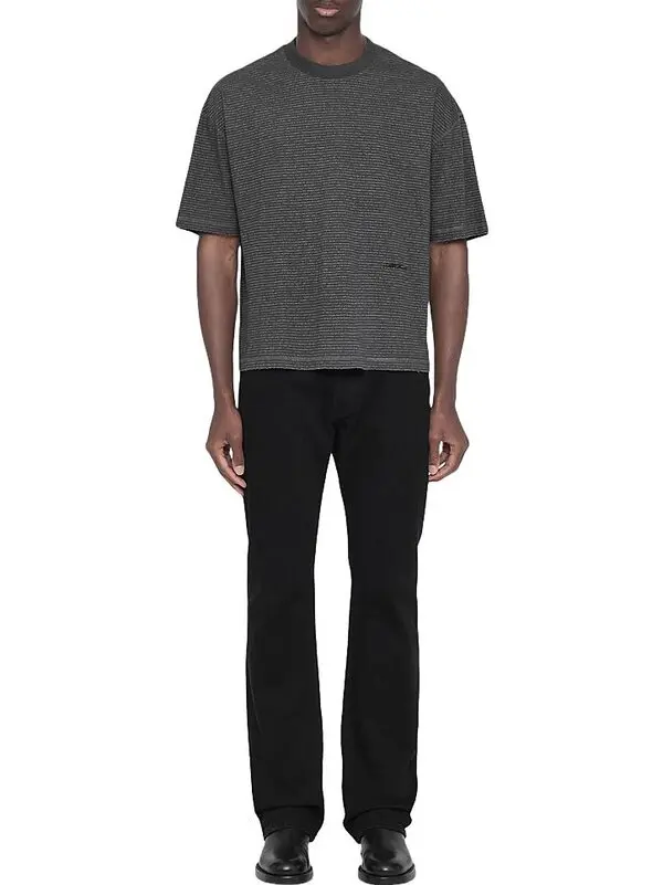 ALLSAINTS Axel Cotton Blend Relaxed Crewneck Stripe T-shirt - Grey/white