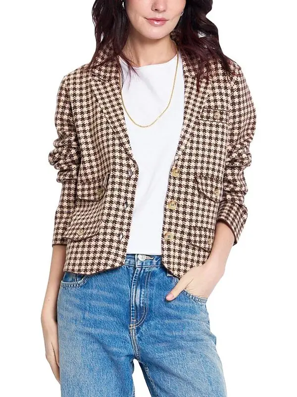 Central Park West Marlo Jacquard Knit Blazer - Camel Brown