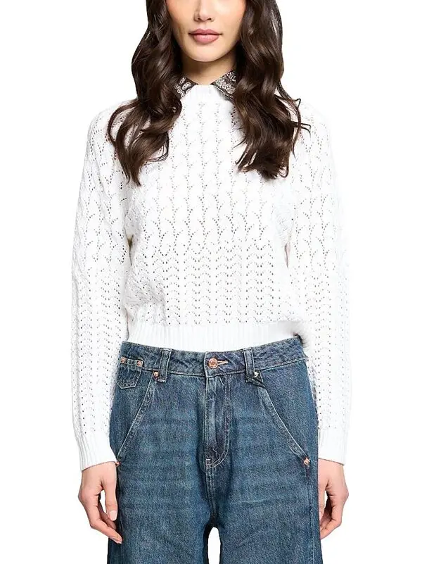 Central Park West Wren Bandana Printed Twofer Sweater - Ivory