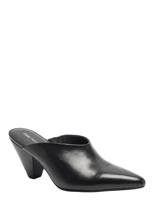 Free People Stellar Leather Mules - Black Leather