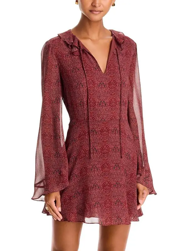 Paige Elspeth Silk Mini Dress - Garnet Multi