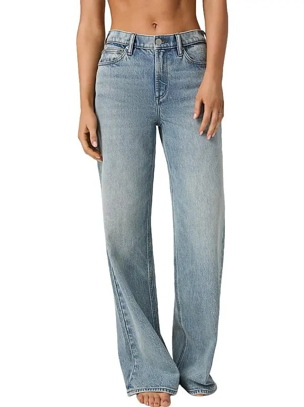 Vuori Vintage Cotton Blend Mid Rise Wide Leg Jeans - Light Wash