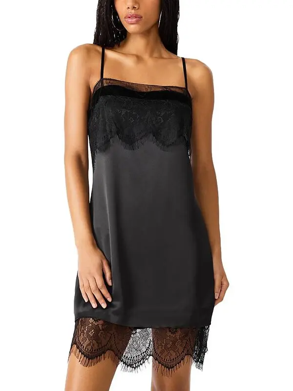 Steve Madden Keyton Lace Trim Bodycon Dress - Black