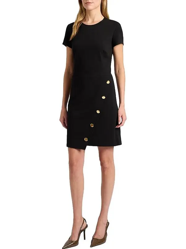 Santorelli Loni Short Sleeve A-line Dress In Soft Punto Milano - Onyx