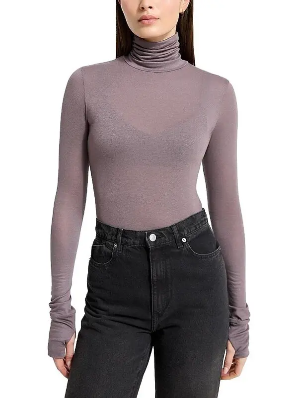 MARCELLA Eloise Sheer Turtleneck Top - Anthracite