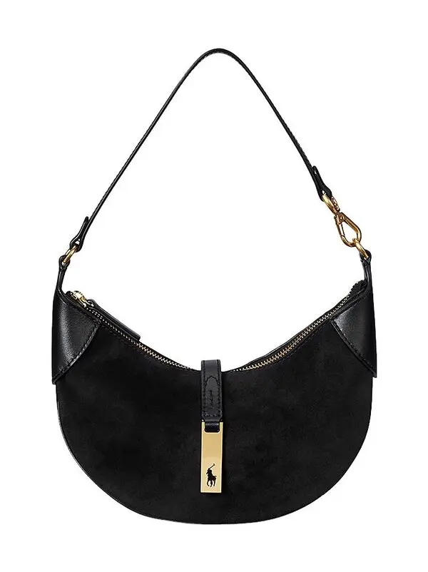 Polo Ralph Lauren Polo Id Mini Suede Shoulder Bag - Black/gold