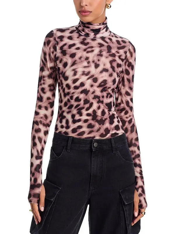 AFRM Zadie Fitted Mesh Top - Warmth Leopard