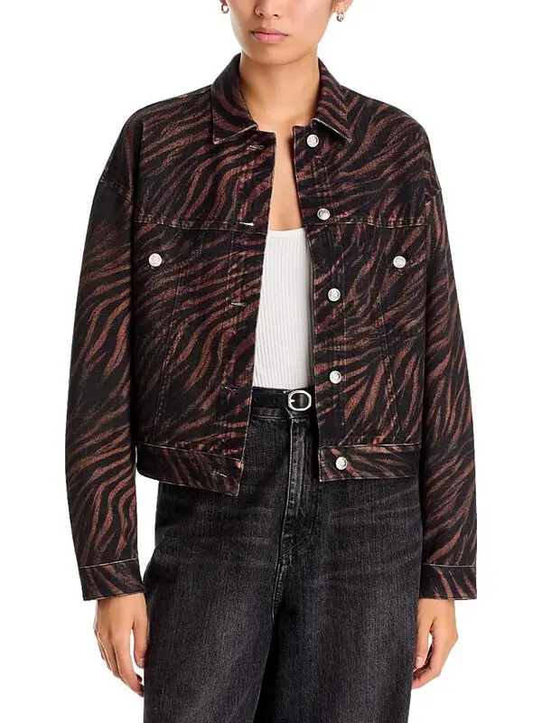 Rag & Bone Miramar Printed Trucker Jacket - Zebra