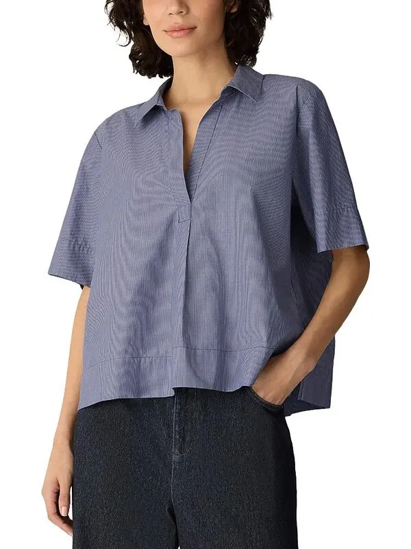 Eileen Fisher Classic Collar Short Sleeve Top - Infinity
