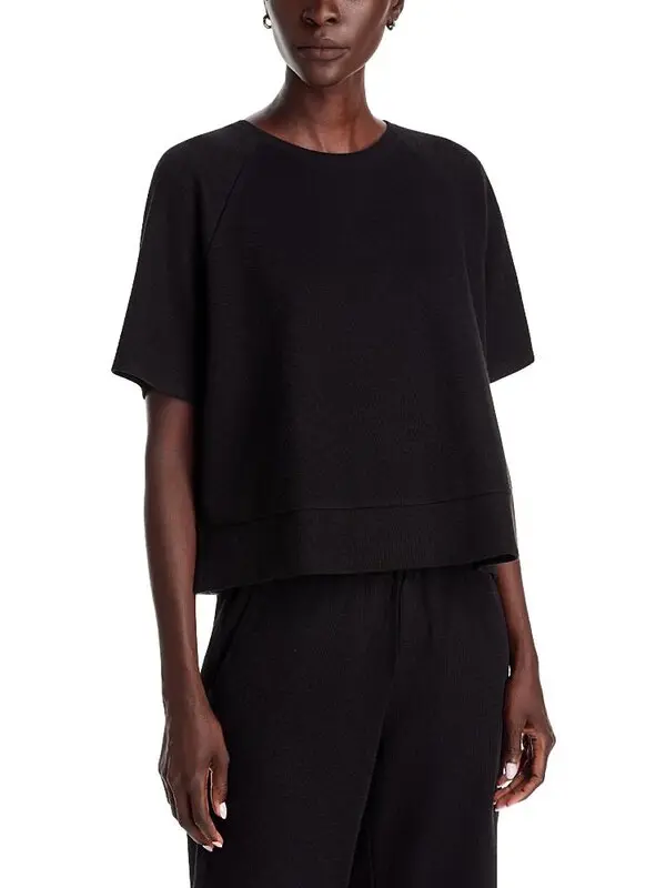 Eileen Fisher Cotton Crewneck Short Sleeve Tee - Black