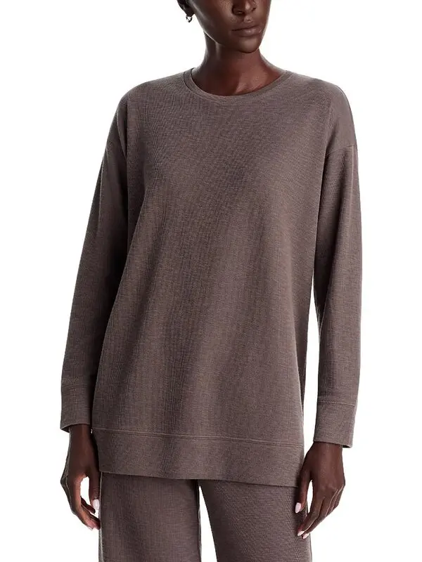 Eileen Fisher Cotton Crewneck Long Sleeve Tunic - Rye
