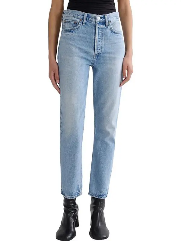 AGOLDE Riley High Rise Straight Crop Jeans In Steam - Stream