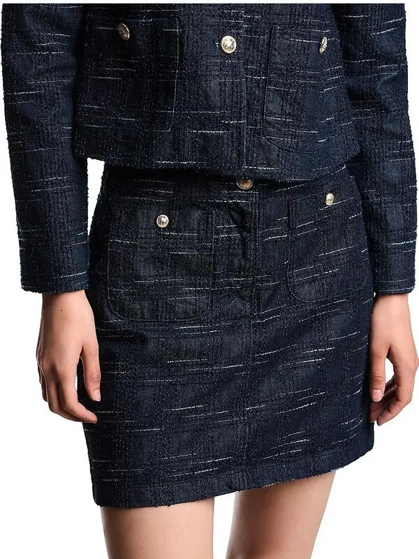 Emporio Armani Check Jacquard Mini Skirt - Dark Denim Check