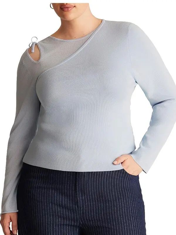 ESTELLE Libbie Cutout Knit Top - Blue Sparkle
