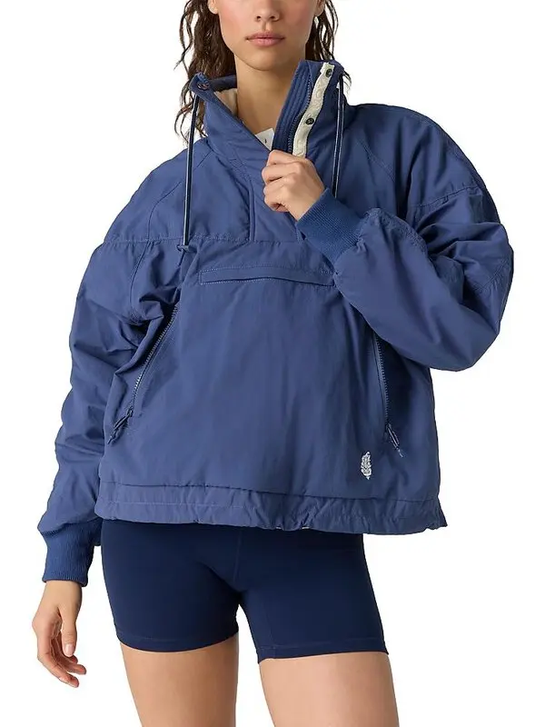 Free People Field Tripper Mock Neck Pullover Jacket - True Navy