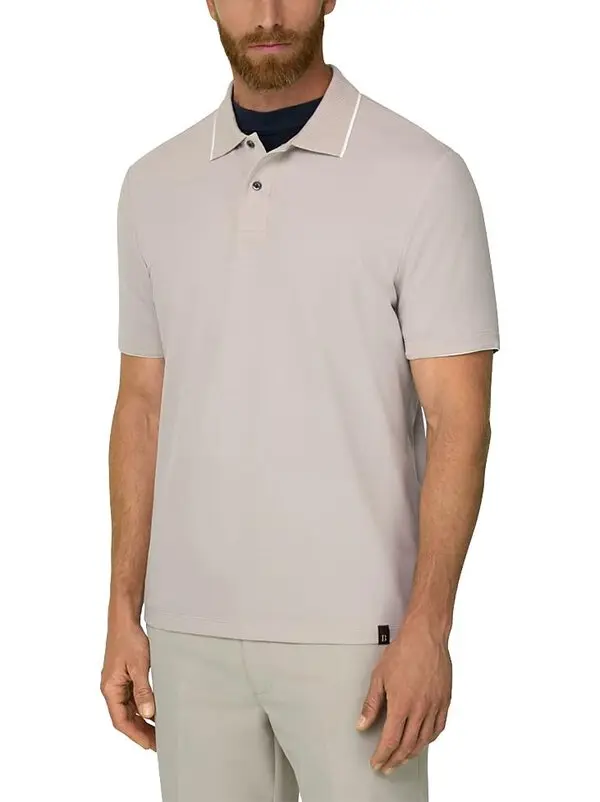 Boggi Milano Stretch Cotton Blend Pique Cool Jade-fresh Polo - Sand