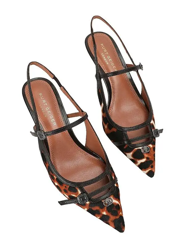 Kurt Geiger Knightsbridge Printed Leather Slingback Pumps - Open Brown