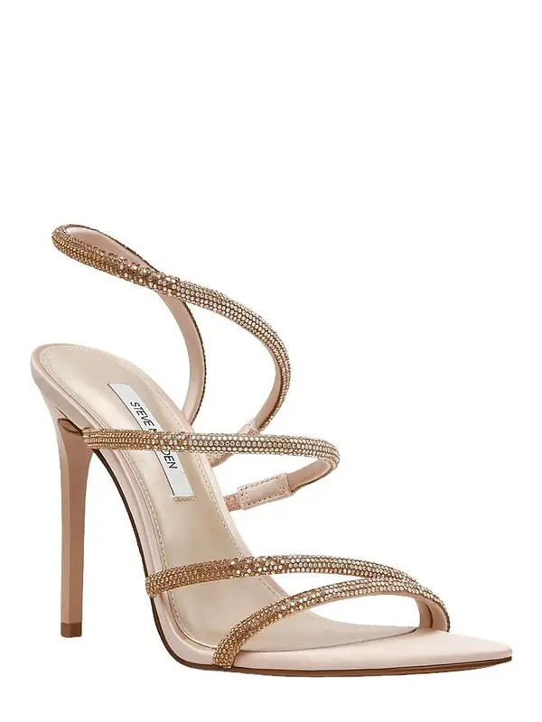Steve Madden Sylo-r Rhinestone Satin Sandals - Champagne