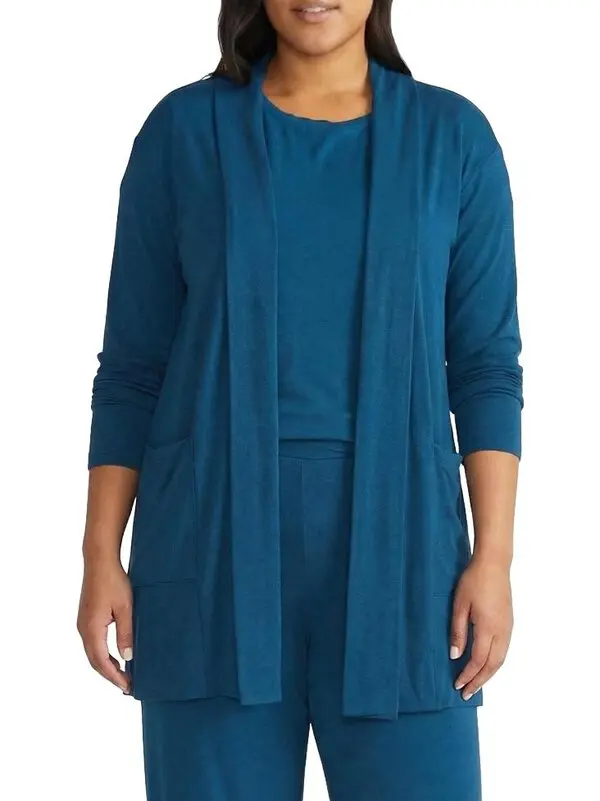 Universal Standard Plus Travelknit Minimalist Cardigan - Blue Teal