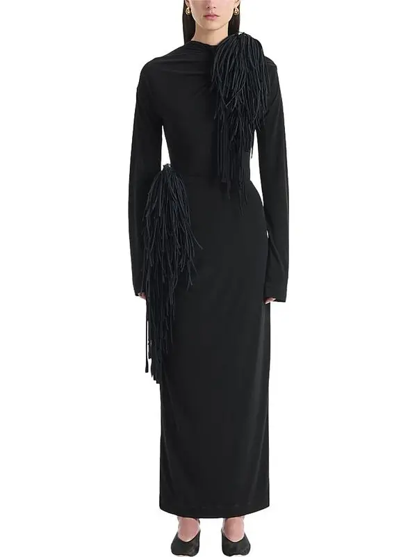 Altuzarra Garland Fringe Trim Dress - Black