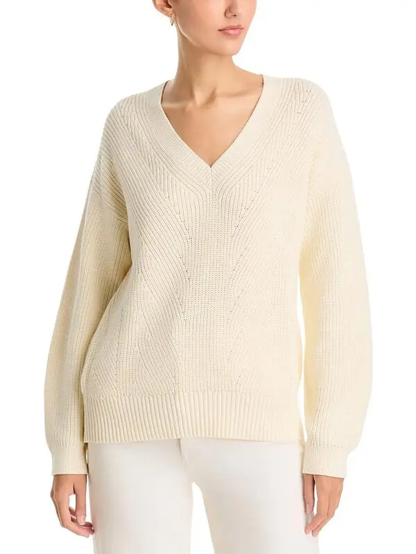 Tommy Bahama Salt & Sea Wash Cotton V Neck Sweater - Coconut