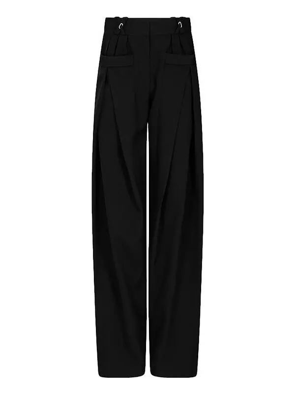 Rabanne Wool Stretch Straight Leg Pants - Black