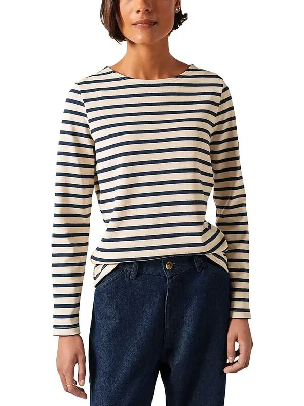 Saint James Meridame Ii Breton Cotton Long Sleeve Tee - Land/ecru