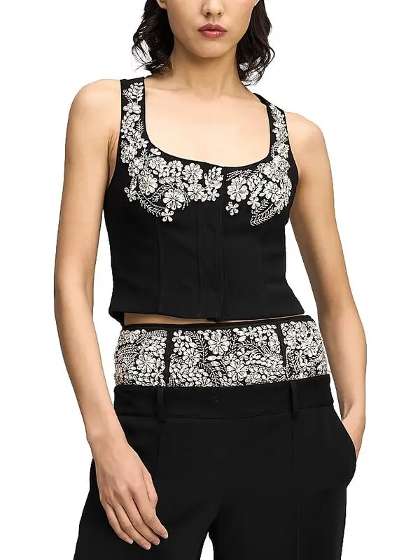 Cinq À Sept Aliana Embellished Cropped Vest - Black/clear
