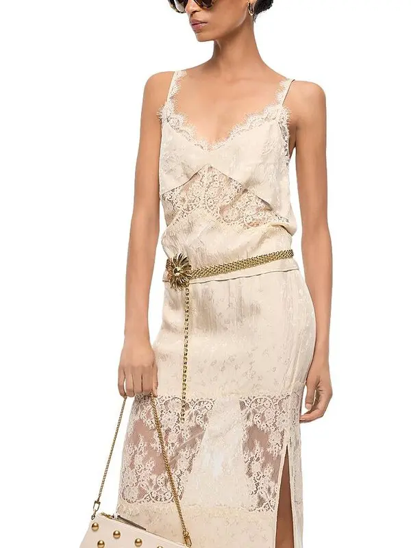 Pinko Tiara Jacquard Lace Top - Ostrich Grey