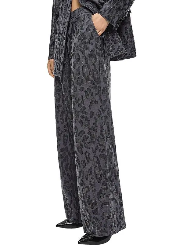 Pinko Rhinestone Pattern Straight Leg Pants - Ghost Grey