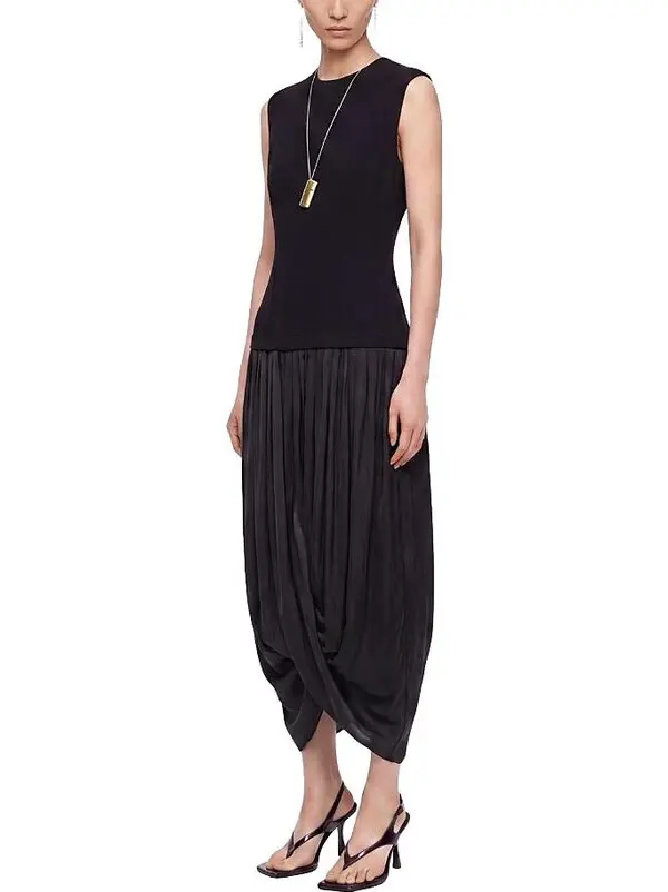NOCTURNE Cap Sleeve Bubble Hem Dress - Black