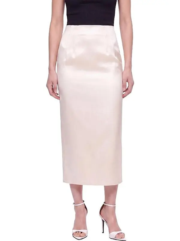 NOCTURNE Pleat Detail Pencil Skirt - Ivory