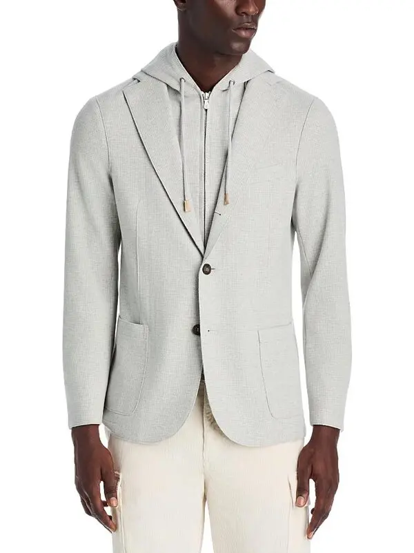 Eleventy Textured Jersey Jacket With Removable Hood - Light Grey
