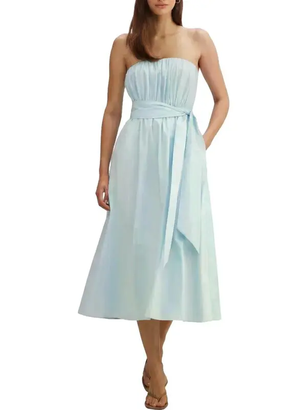 EVER NEW Melissa Gathered Tie-waist Midi Dress - Blue
