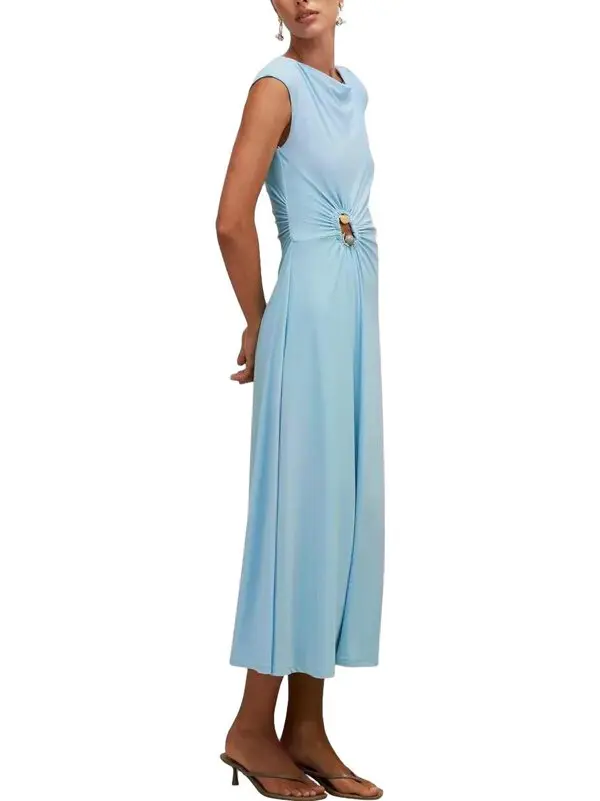 EVER NEW Alaia Gathered Hardware Midi Dress - Blue