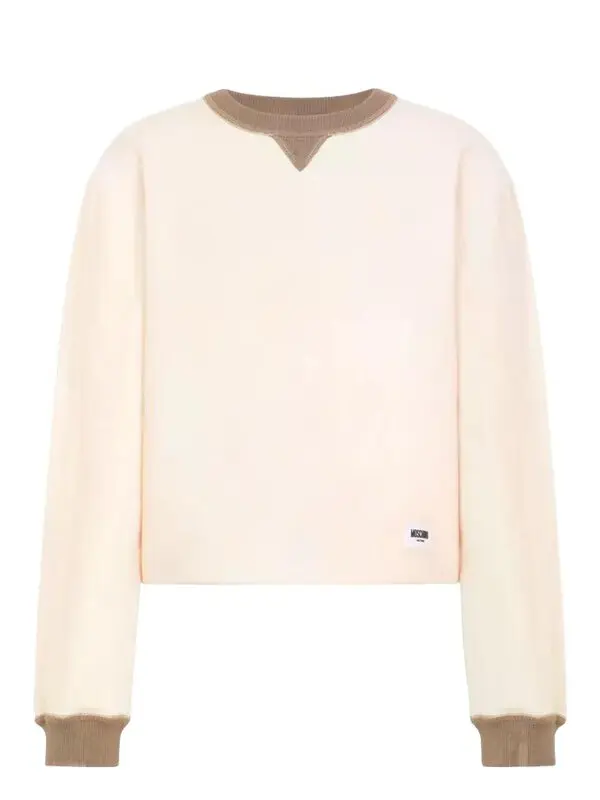 Moschino Logo-patch Ribbed-trim Sweater - Neutrals