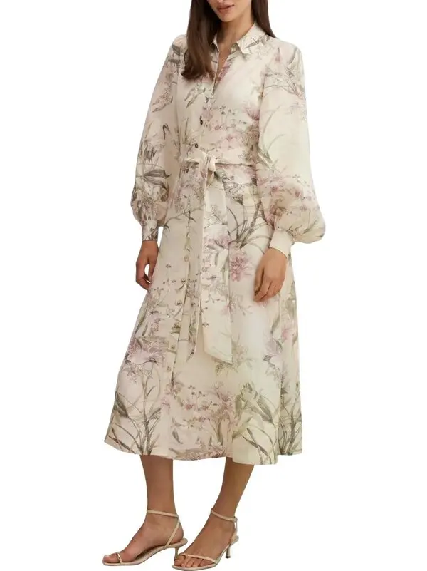 EVER NEW Hazel Floral-print Midi Shirt Dress - Neutrals