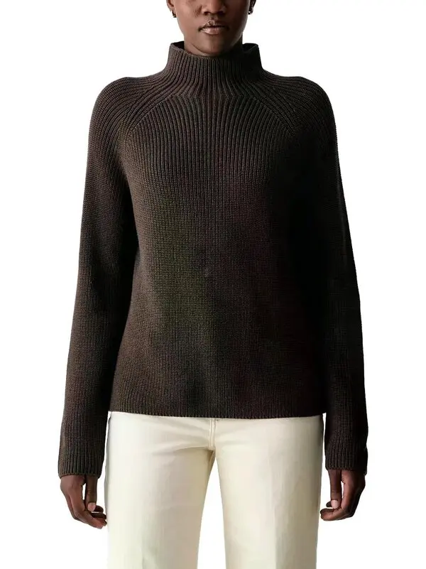 Marc O'polo Ribbed-knit Raglan-sleeve Sweater - Brown